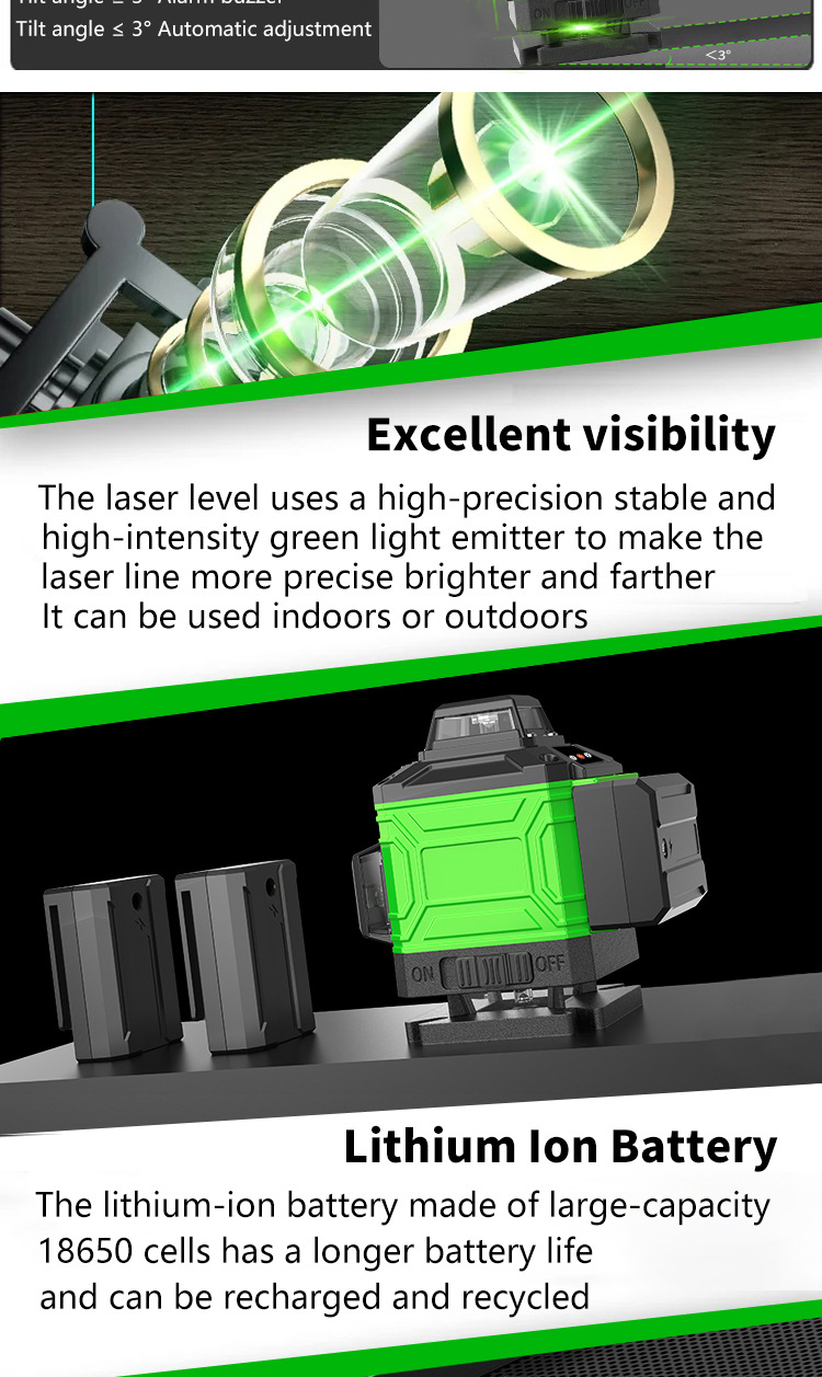 Professional Green Lines Laser Level 8/12/16 Lines High-precision ...