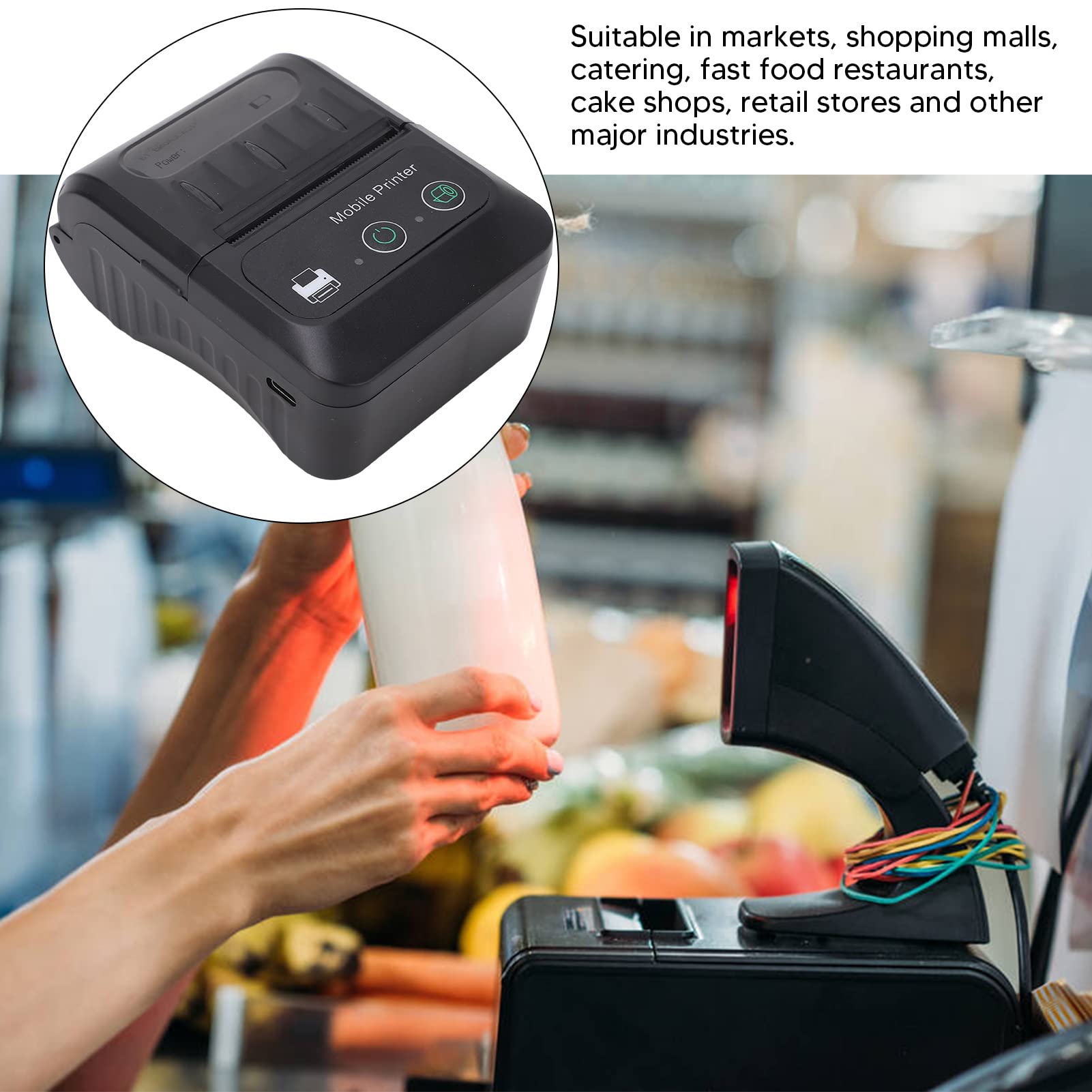 PT-280 Bluetooth Thermal Receipt Printer 58mm Wireless Portable Mini ...
