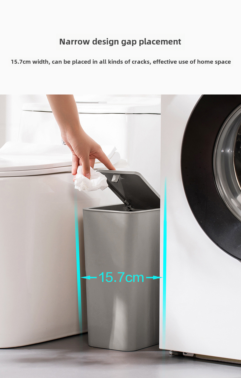 Square Push Trash Can with Lid Household Large Size Living Room Office ...