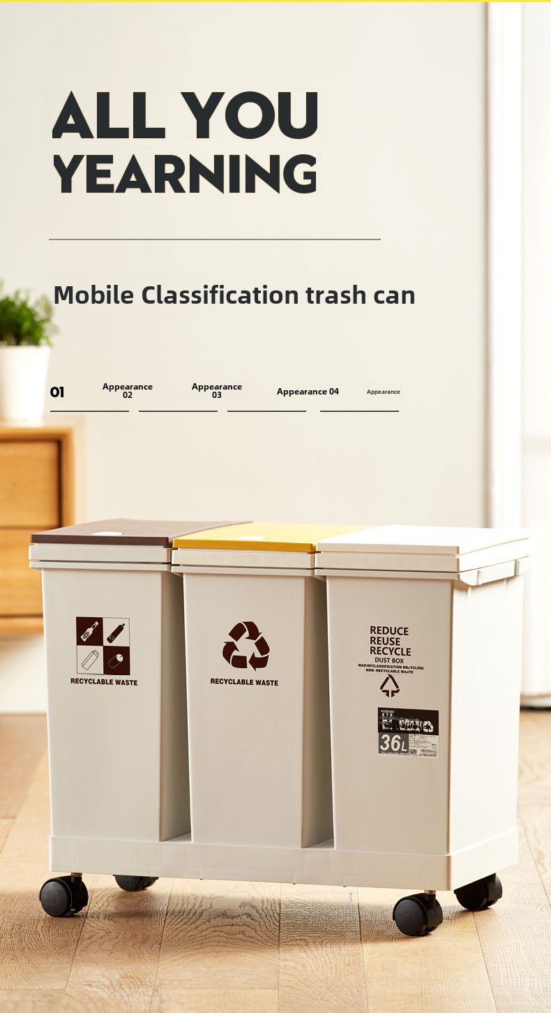 Trash Sorting Trash Can Household with Lid Living Room Large Size ...