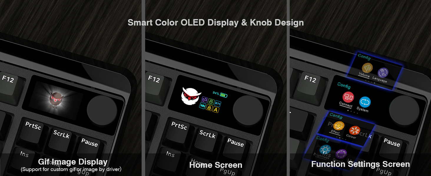 XVX M87 Pro Tri-Mode Smart Display Mechanical Keyboard (Coral Sea/Retro ...