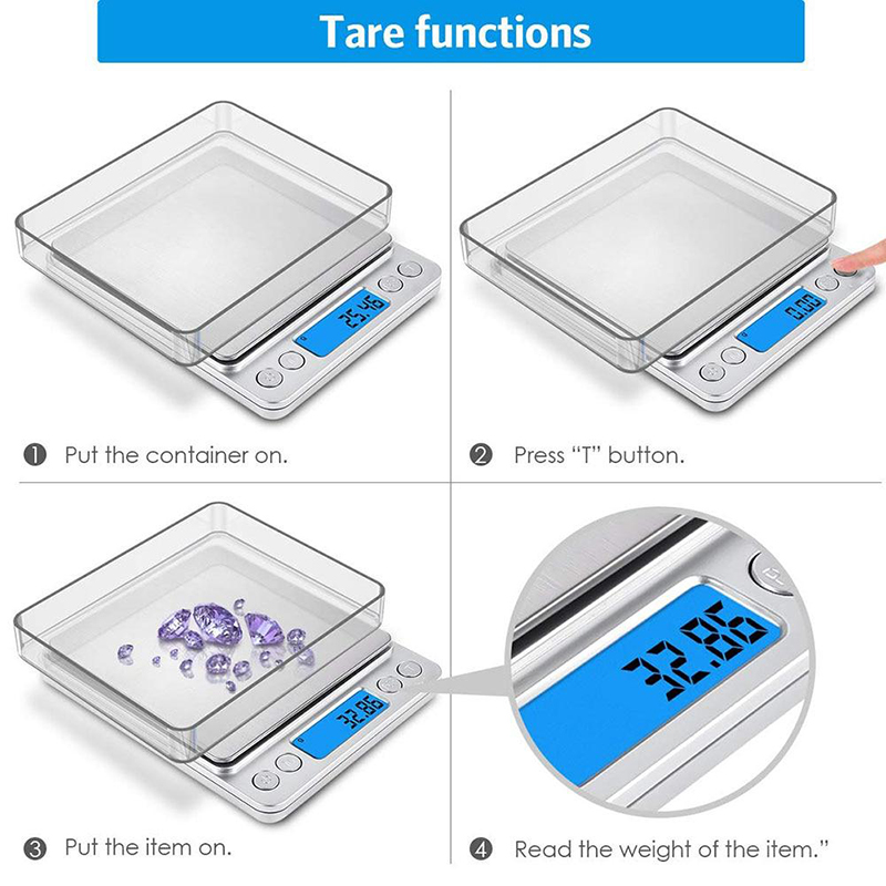 KIPRUN Digital Kitchen Scale, 0.1g x 3000g/0.01x500g Mini Food Weight ...