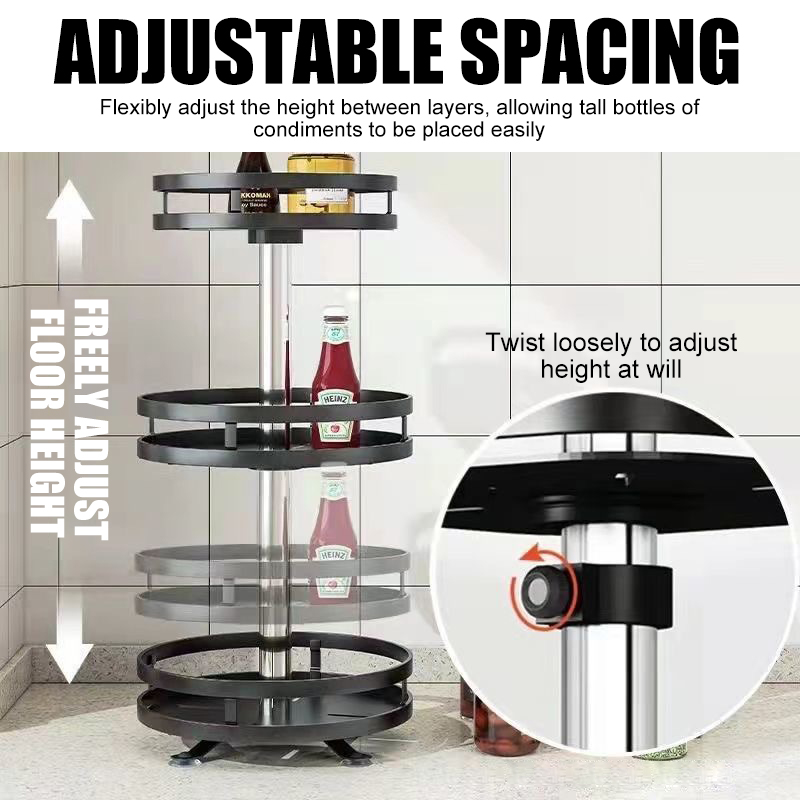 1/2/3 Tier 360° Rotating Spice Rack Rak Rempah Rak Penyimpanan Kitchen ...