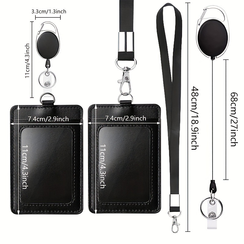 1 PC PU Leather ID Card Holder Work Card Access Card Holder Meal Card ...