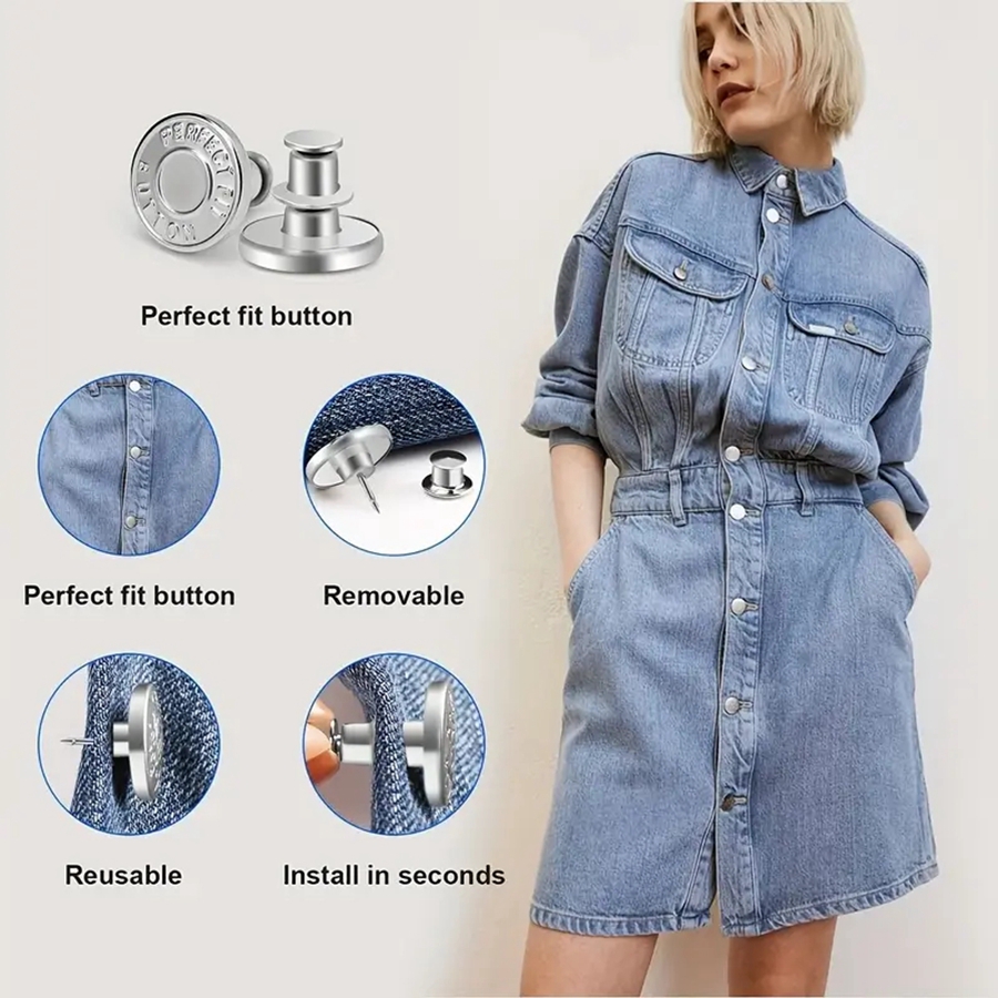 5 Pcs Metal Snap Buttons with Screwdriver Retro Adjustable & Detachable ...