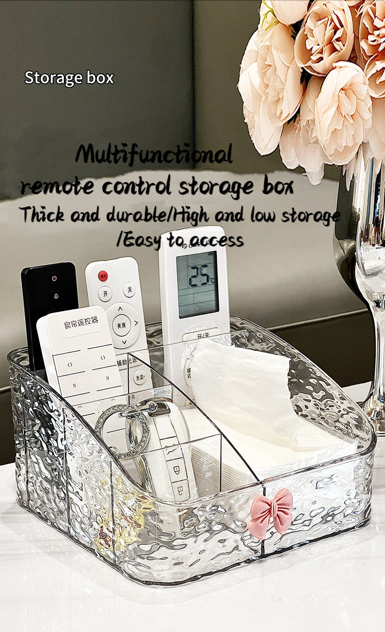 Remote Control Storage Box Water Ripple Transparent Table Organiser ...