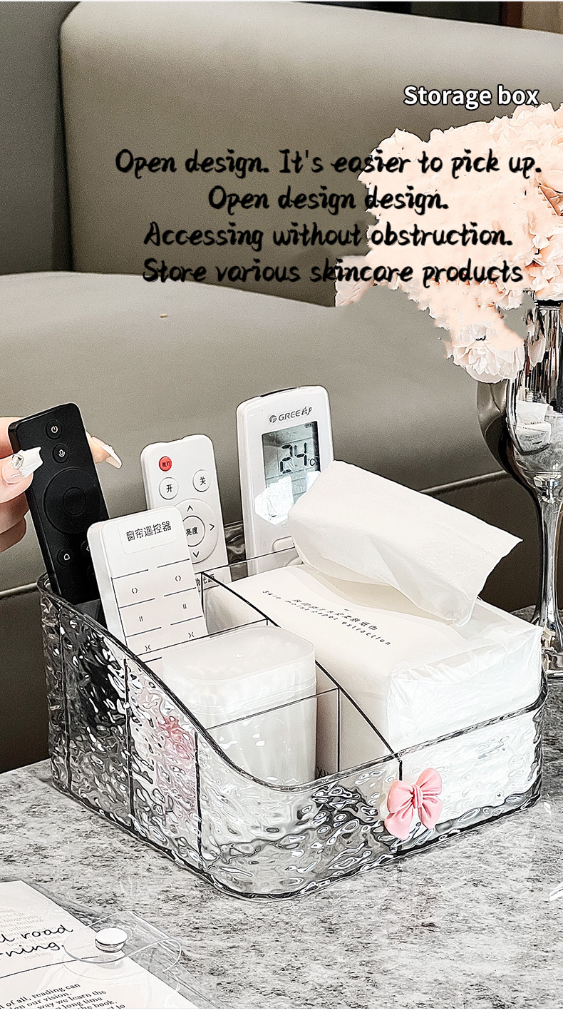 Remote Control Storage Box Water Ripple Transparent Table Organiser ...