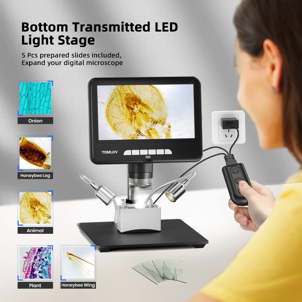 TOMLOV DM401 2K Digital Microscope 1200x, HDMI LCD Microscope with ...