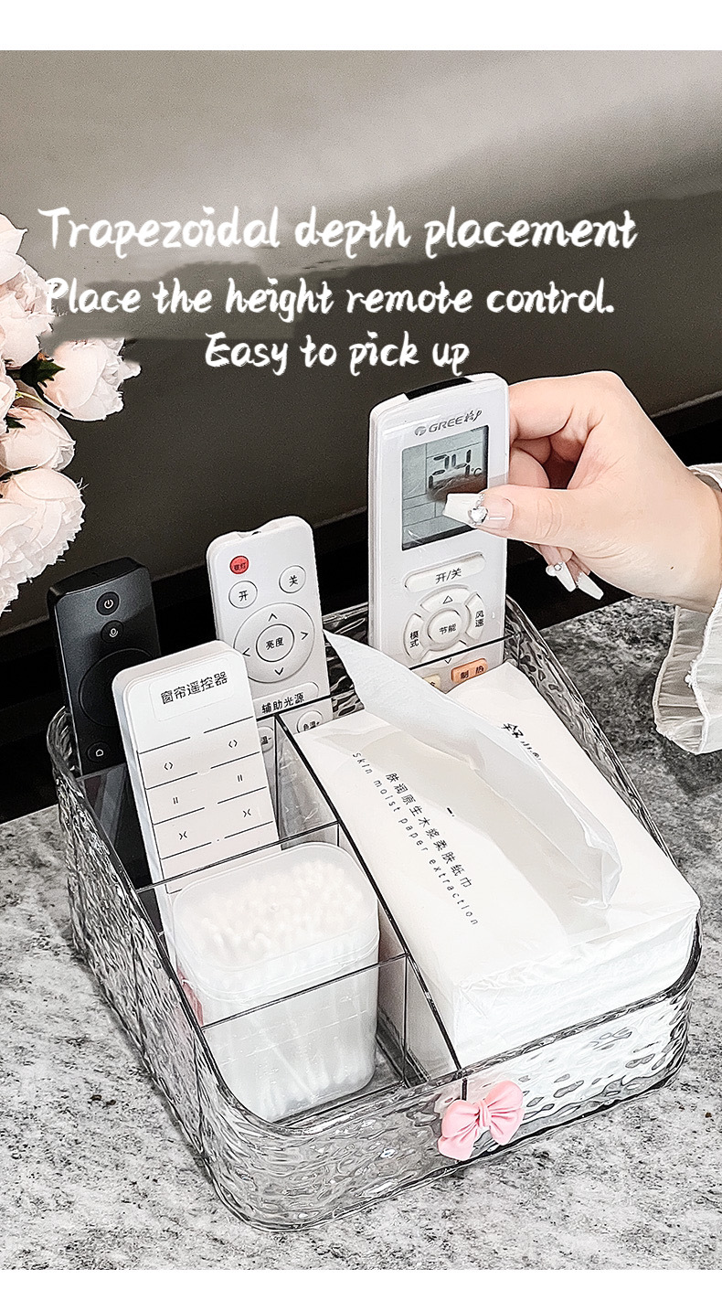 Remote Control Storage Box Water Ripple Transparent Table Organiser ...