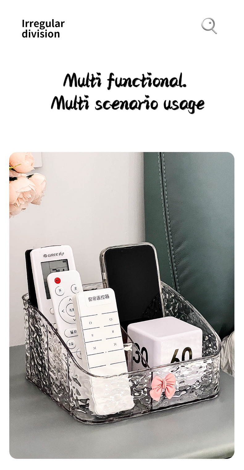 Remote Control Storage Box Water Ripple Transparent Table Organiser ...