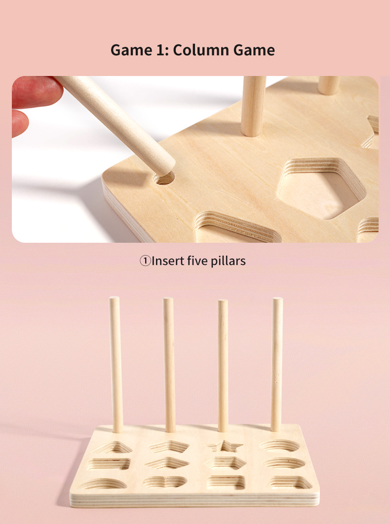 Wooden Beads Sequencing Toy Set,Montessori Toys for 3 4 5 Year Old ...