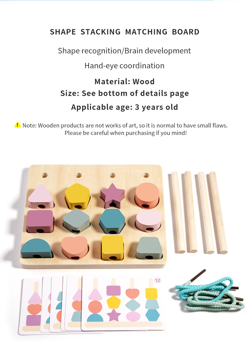 Wooden Beads Sequencing Toy Set,Montessori Toys for 3 4 5 Year Old ...