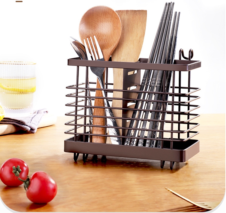 Afutre Hanging Metal Mesh Utensil Drying Rack, 2 Compartments Draining ...
