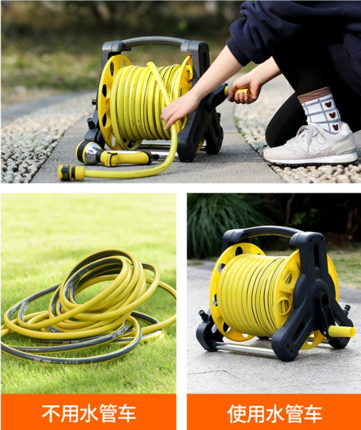 10M 15M 20M 25M 30M Hose Reel set Water Pipe Roll Storage Rack Garden ...