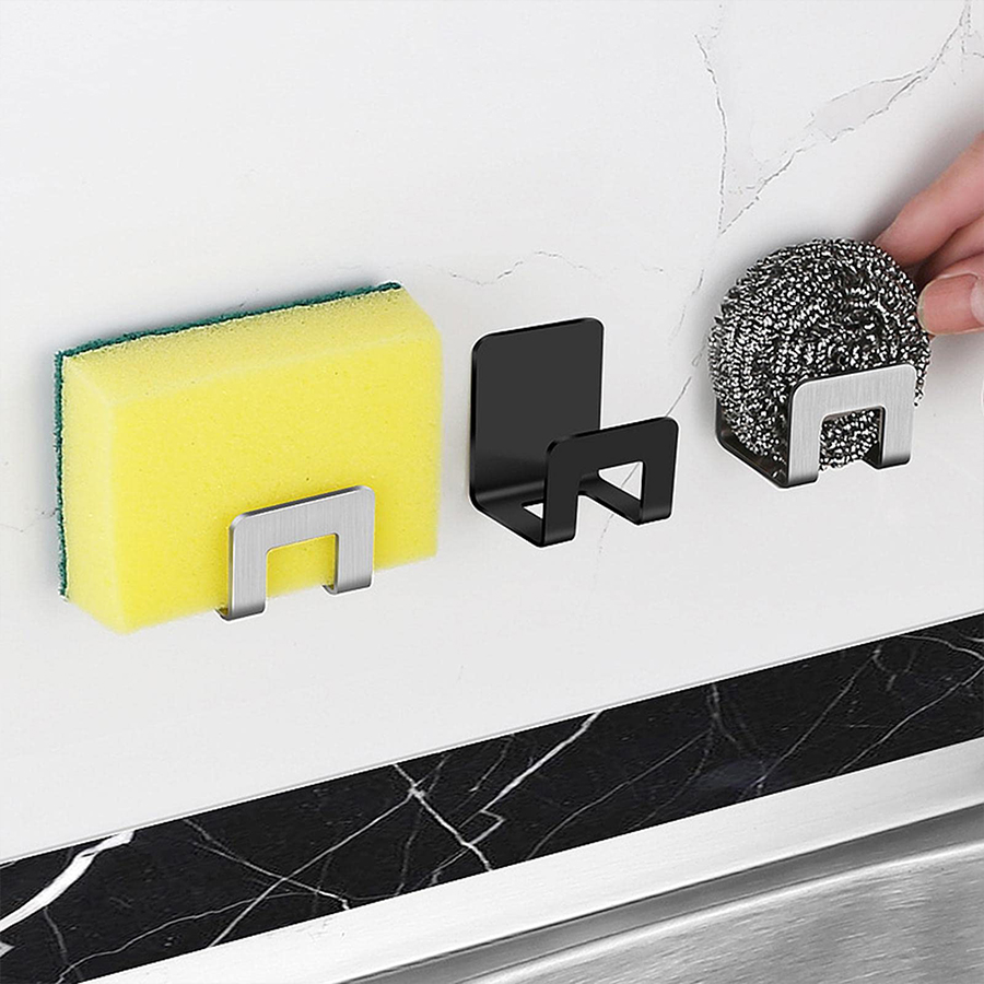Kitchen Stainless Steel Sink Sponge Holder Self Adhesive Wall Storage ...