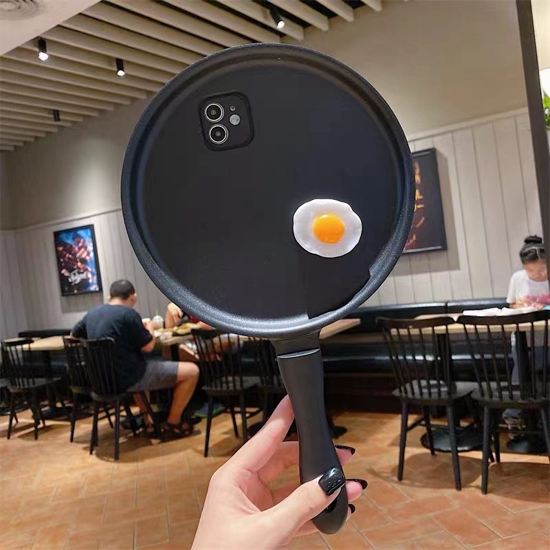 Funny 3D Frying Pan Case For iPhone 16 plus 15 Pro Max 14 Pro Pot DIY Fruit Cookie Stickers Back ...