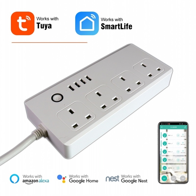 BOIO Smart Power Strip Surge Protector 4 UK Plug Outlet Power with 4 ...