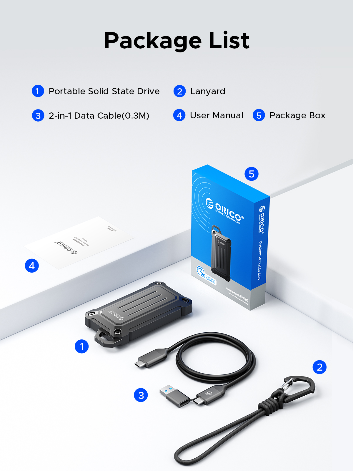 ORICO Mini Portable SSD 20Gbps External Solid State Drive USB3.2 Gen2 ...