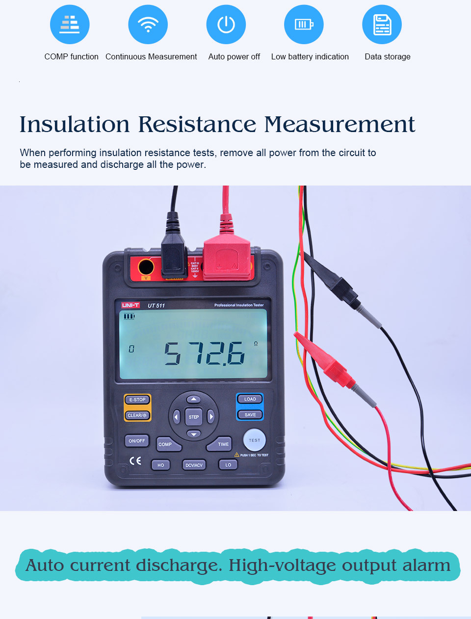 UNI-T UT511 UT512 Insulation Resistance Tester 100V~1000V Earth Ground ...