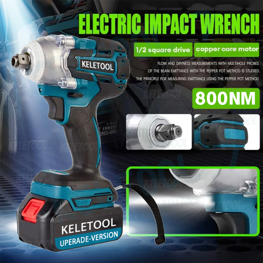 KELETOOL 800Nm Electric 1/2" Inch Cordless Impact Wrench Heavy Duty ...