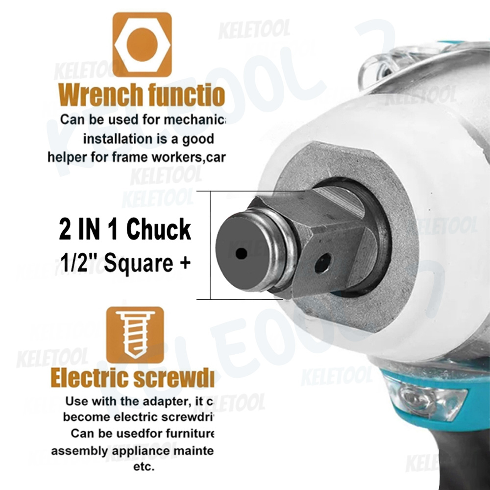 KELETOOL 800Nm Electric 1/2" Inch Cordless Impact Wrench Heavy Duty ...