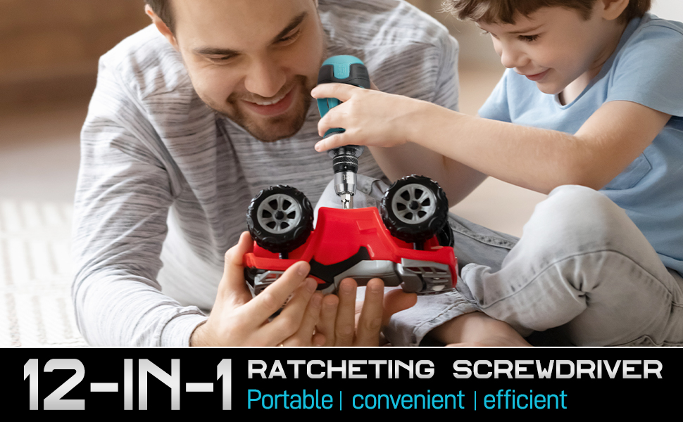 DURATECH 12-in-1 Stubby Ratcheting Screwdriver Multi-bit Short Screw ...