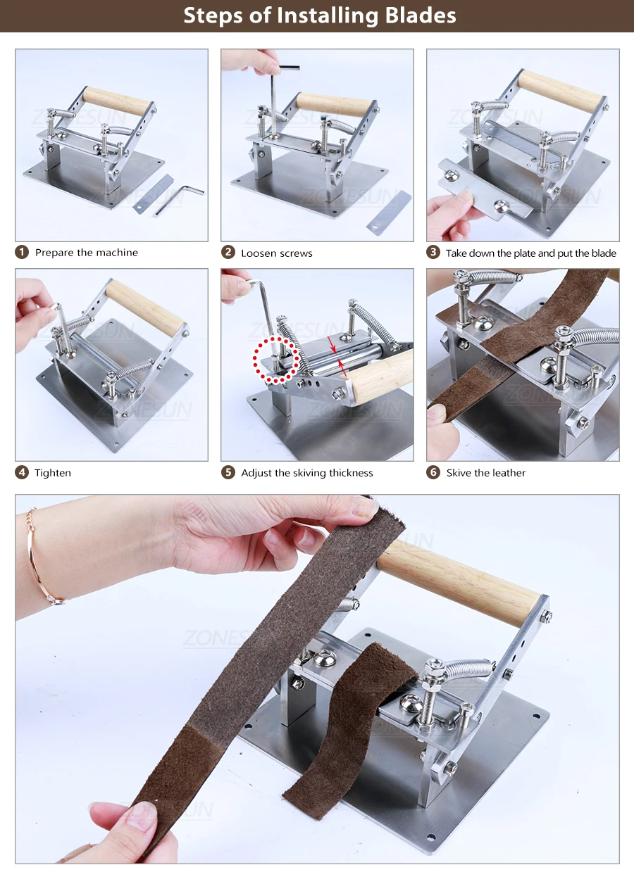 ZONESUN DIY Leather Product Manual Skiver Peel Tools Shovel Skin ...
