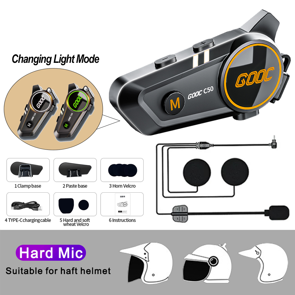 (Local Shipment) 2pcs C50 Motorcycle Helmet Intercom Headset Waterproof ...