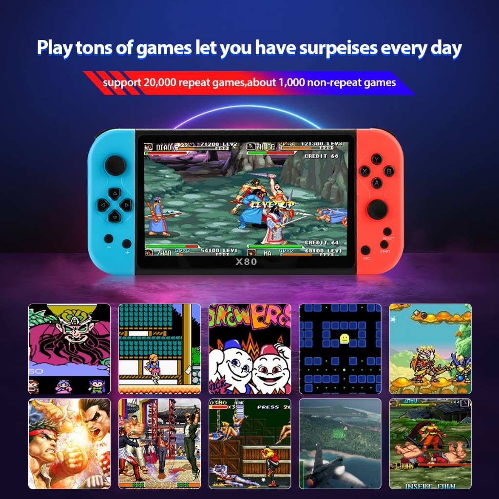 [Penjual Tempatan] 2025 New X80 PSP Game Console Game Boy 7 inch ...