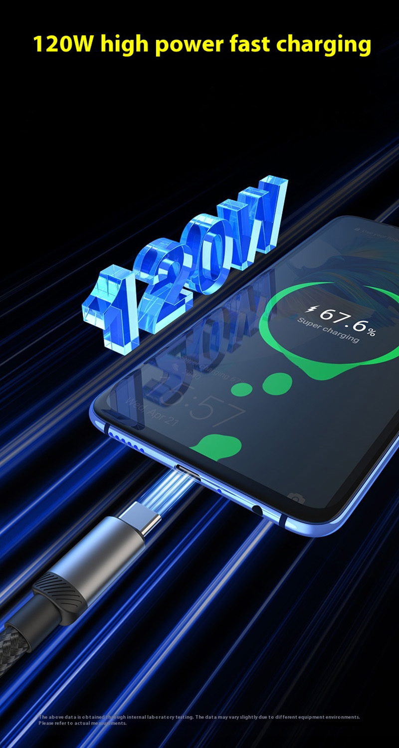 3 In 1 120W Intelligent Digital Display Charging Cable For ios15 Type c ...