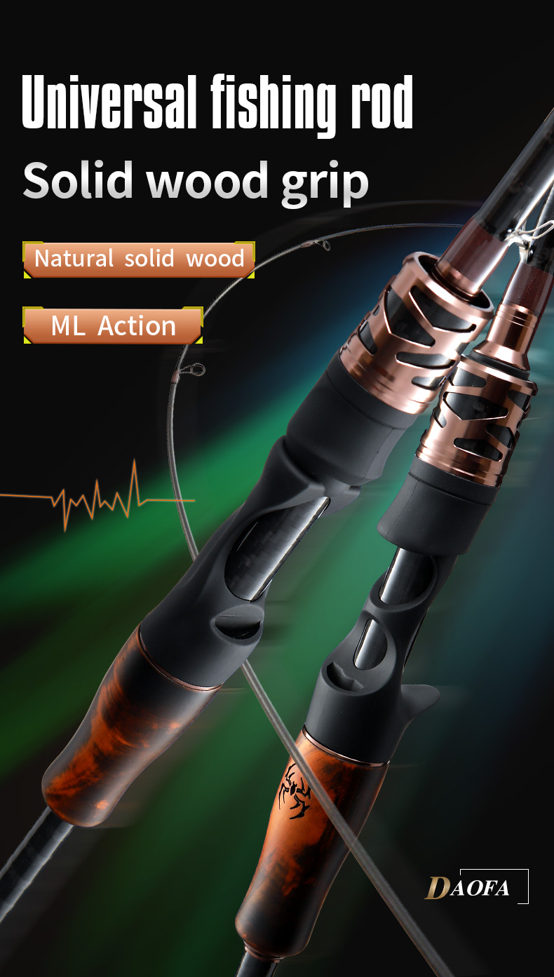 Real Wood Grip Fishing Rod ML Action 10-25LB 1.8M/1.98M/2.1M/2.4M ...