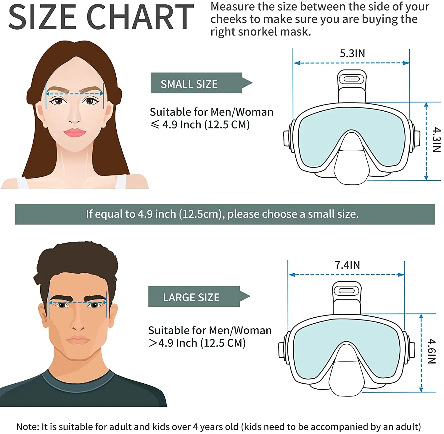 CCZedo COD Diving Masks Foldable Anti-Fog Snorkel Mask Set with Full ...