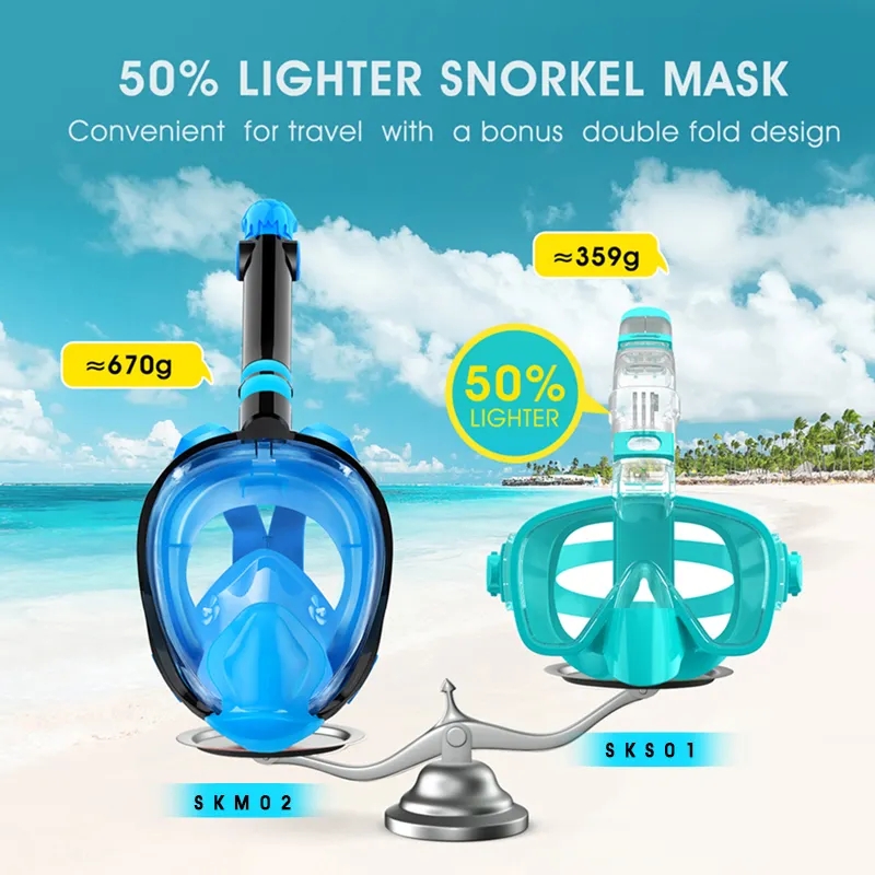 CCZedo COD Diving Masks Foldable Anti-Fog Snorkel Mask Set with Full ...