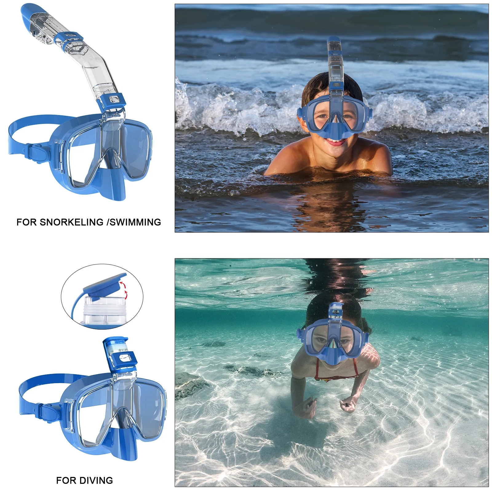 CCZedo COD Diving Masks Foldable Anti-Fog Snorkel Mask Set with Full ...