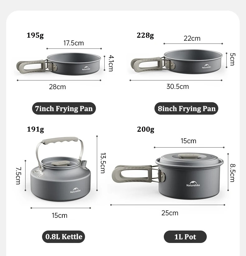 Naturehike Cookware Outdoor Cooking Set Kettle Pot for Hiking BBQ ...