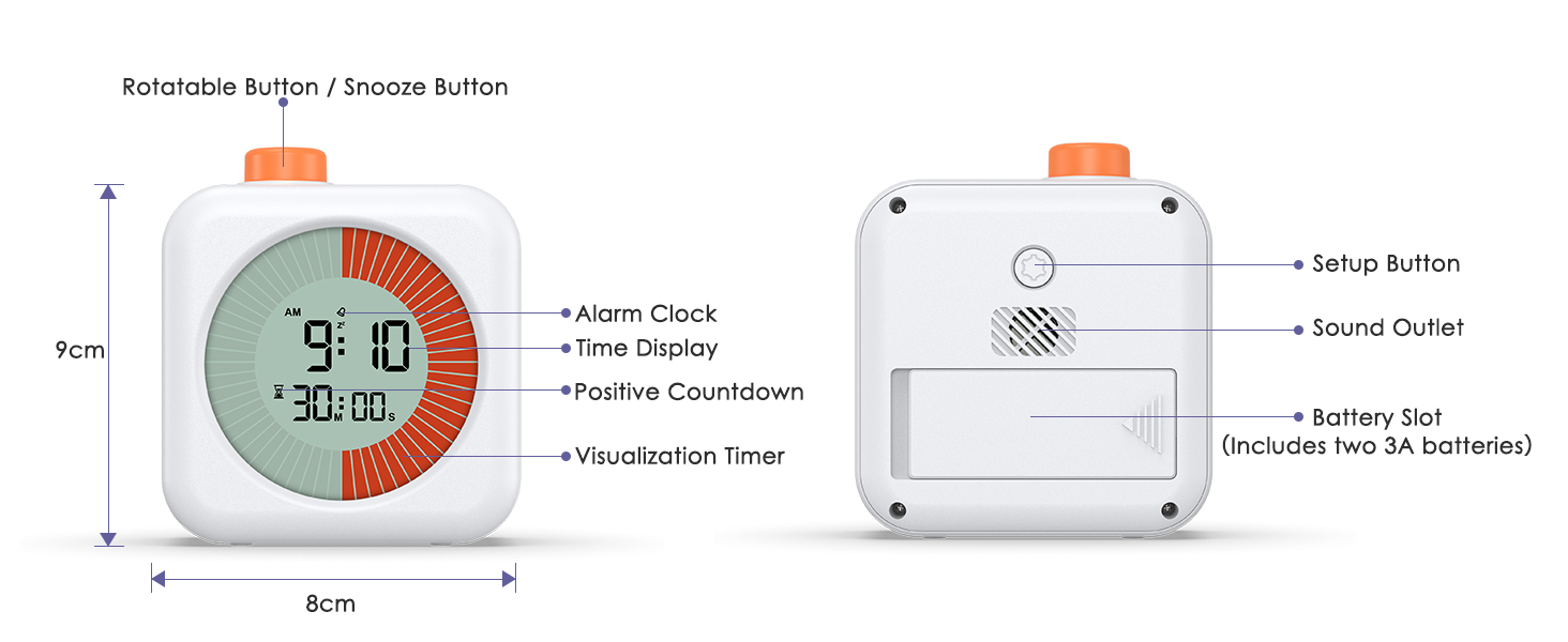ORIA Portable Visual Digital Timer Clock Time Management Tool with 60 ...