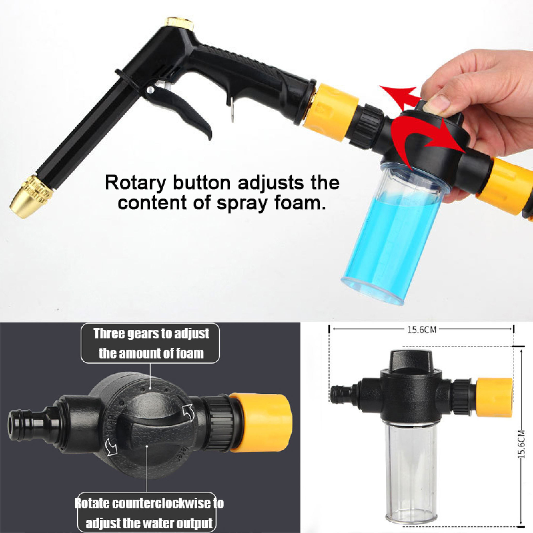 Car Wash Pipe Hose Cleaner High Pressure Jet Spray Nozzle Head Shampoo ...