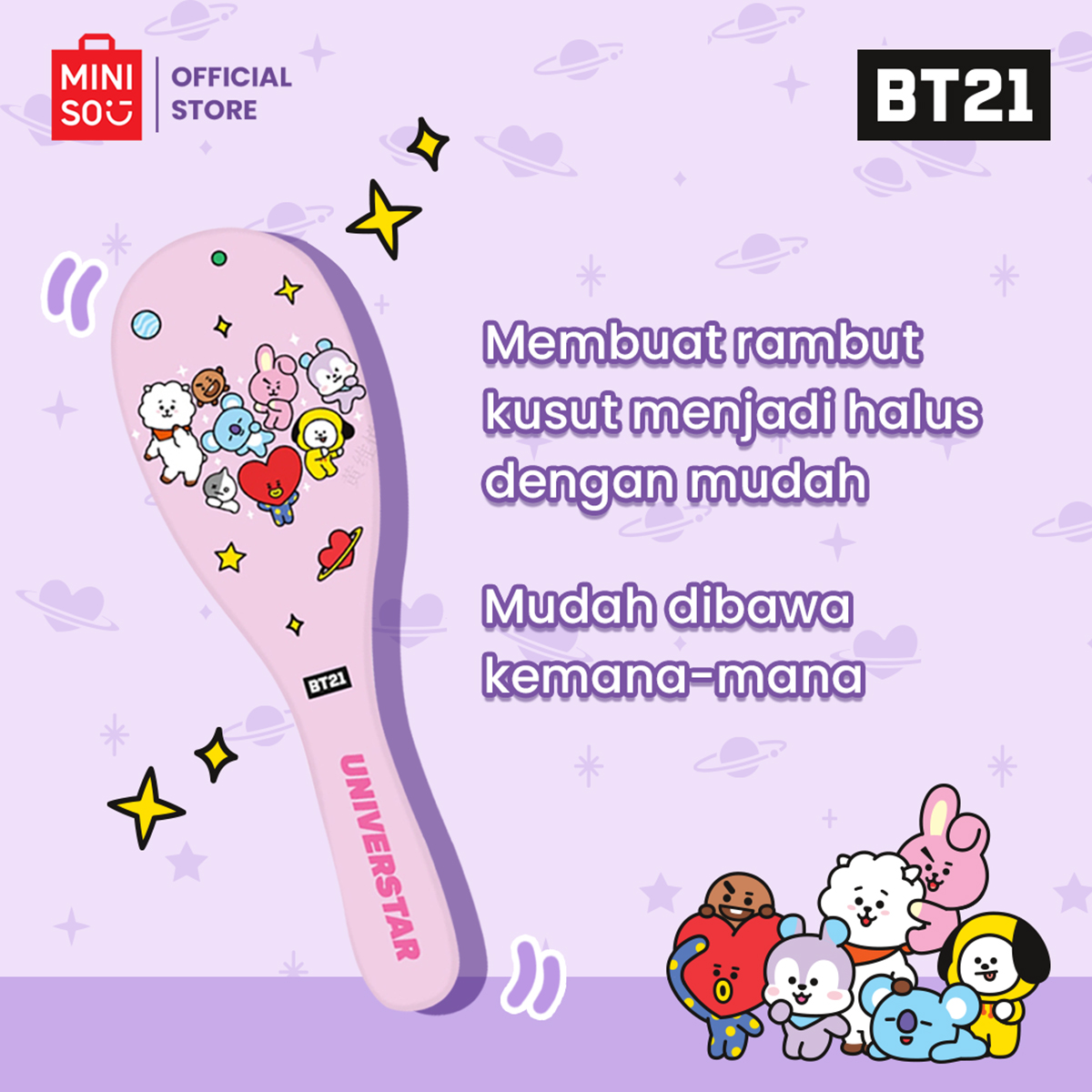 Miniso x BT21 Collection Cute Hair Comb Comb Hair Brush Easy to Comb ...