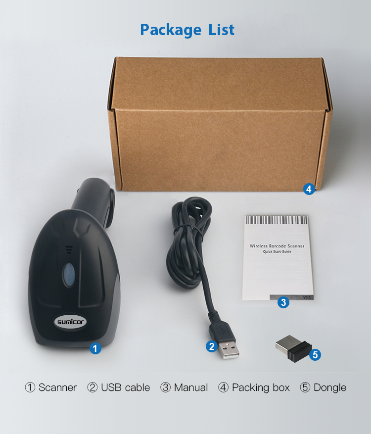 1D&2D QR Code USB Wired Wireless Bluetooth Barcode Scanner, Handheld ...