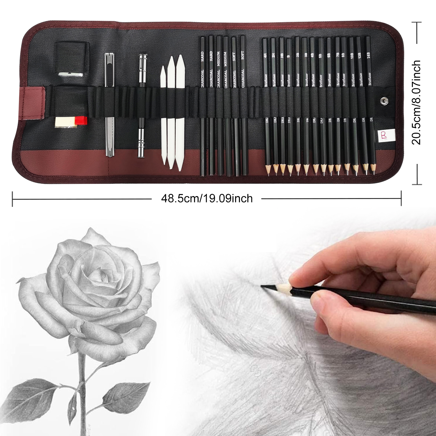 28pcs Sketching Pencil Set – Graphite, Charcoal, Erasable Pens & Tools ...