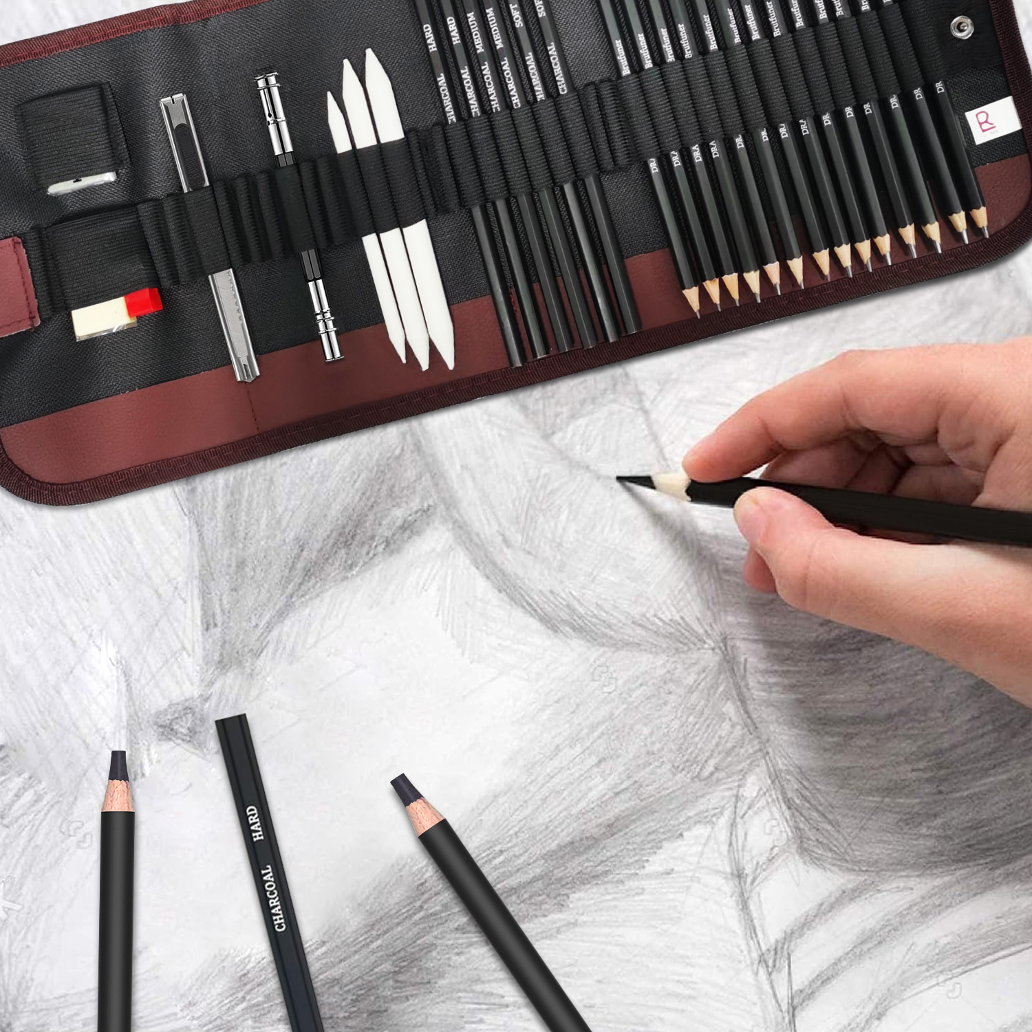 28pcs Sketching Pencil Set – Graphite, Charcoal, Erasable Pens & Tools ...