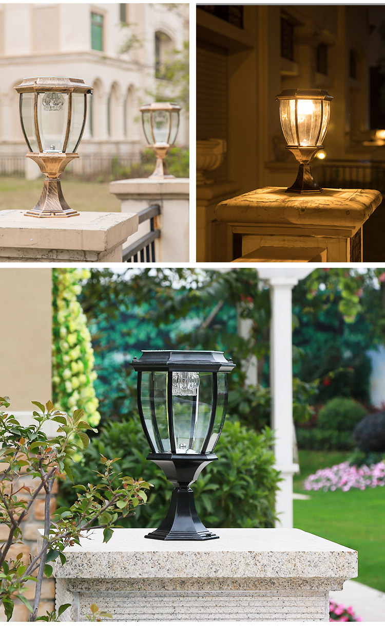 Solar Powered Pillar Light Aluminum Outdoor Garden Decoration ...