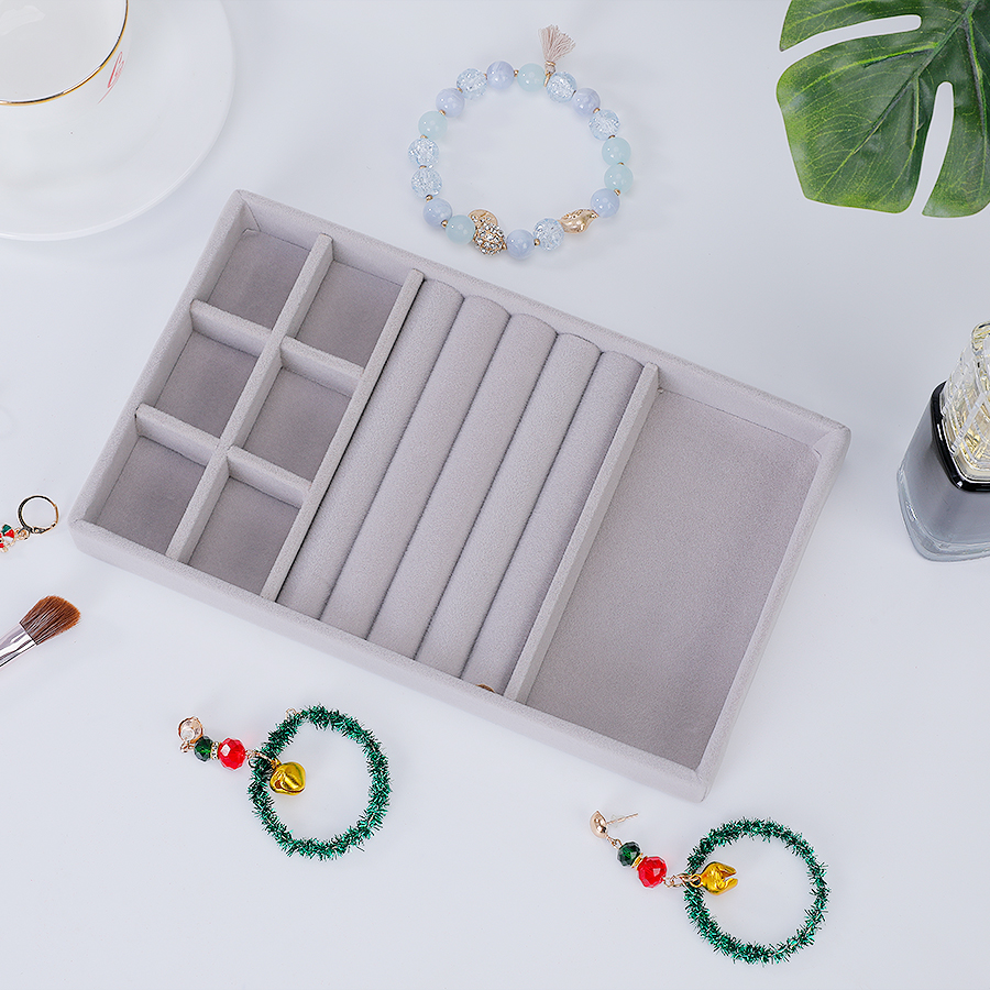 1pc, Flocking Jewelry Box Jewelry Tray, Color: Gray.Suitable for ...