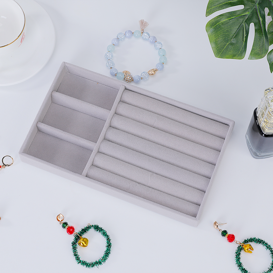 1pc, Flocking Jewelry Box Jewelry Tray, Color: Gray.Suitable for ...