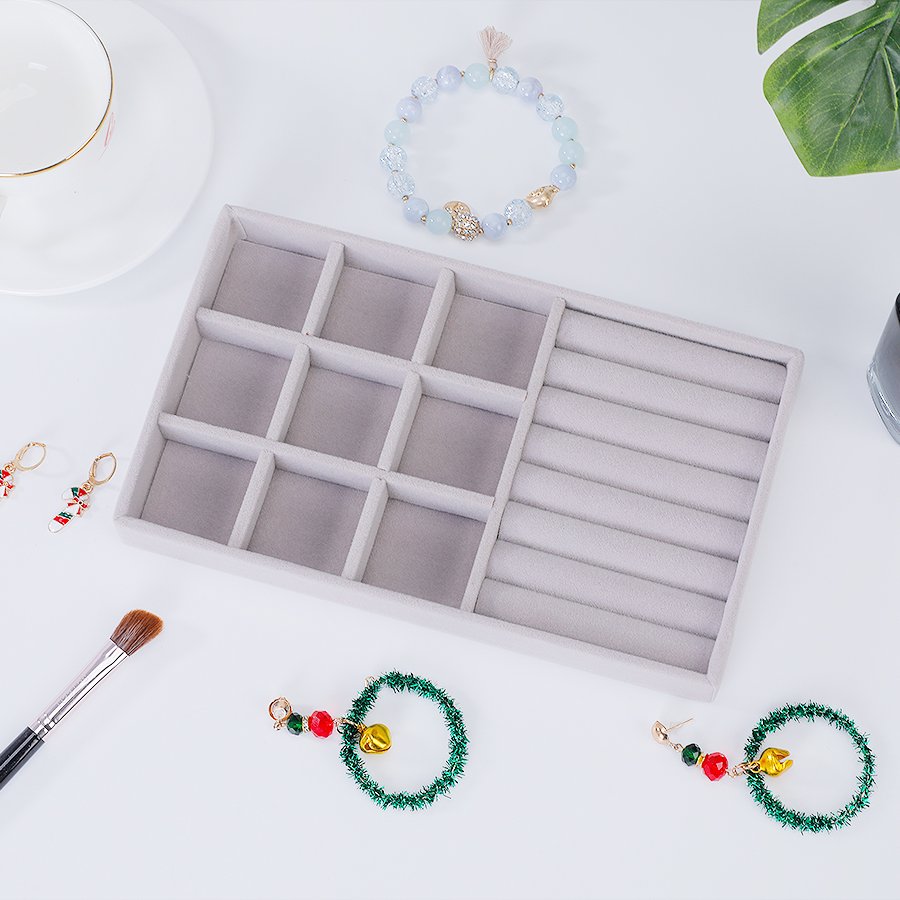 1pc, Flocking Jewelry Box Jewelry Tray, Color: Gray.Suitable for ...