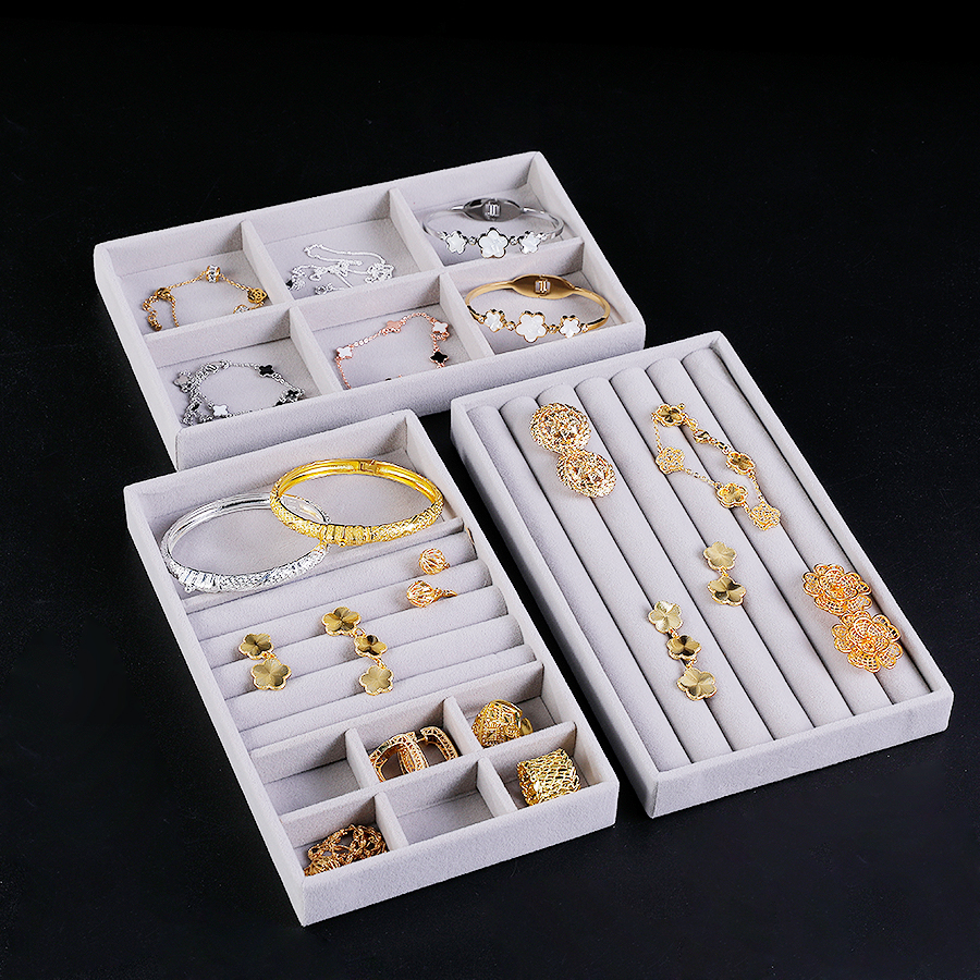 1pc, Flocking Jewelry Box Jewelry Tray, Color: Gray.Suitable for ...