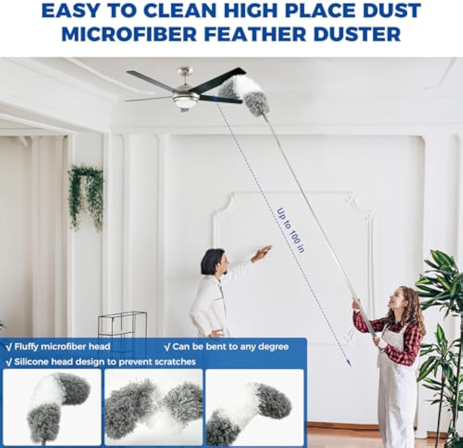 Microfiber Duster Ceiling Set Feather Duster Dust Cleaner For Sweep ...