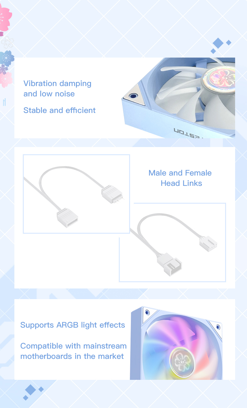 YESTON YT-120 120mm Case CPU Fan ARGB Flower Wedding Mobo Synchronous ...