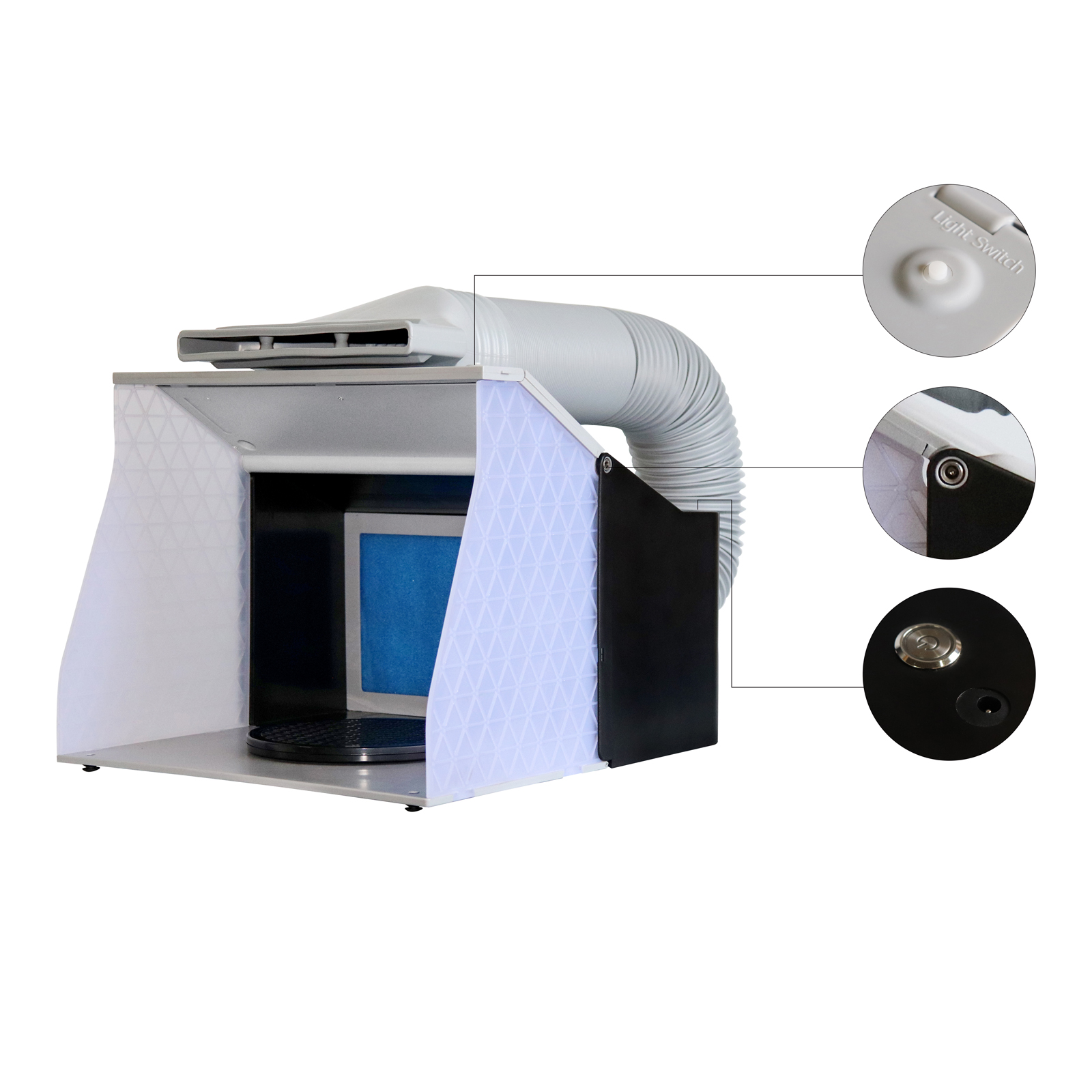 Airbrush Spray Booth with 2 Fans 4 Led Light Model Painting Box Exhaust ...