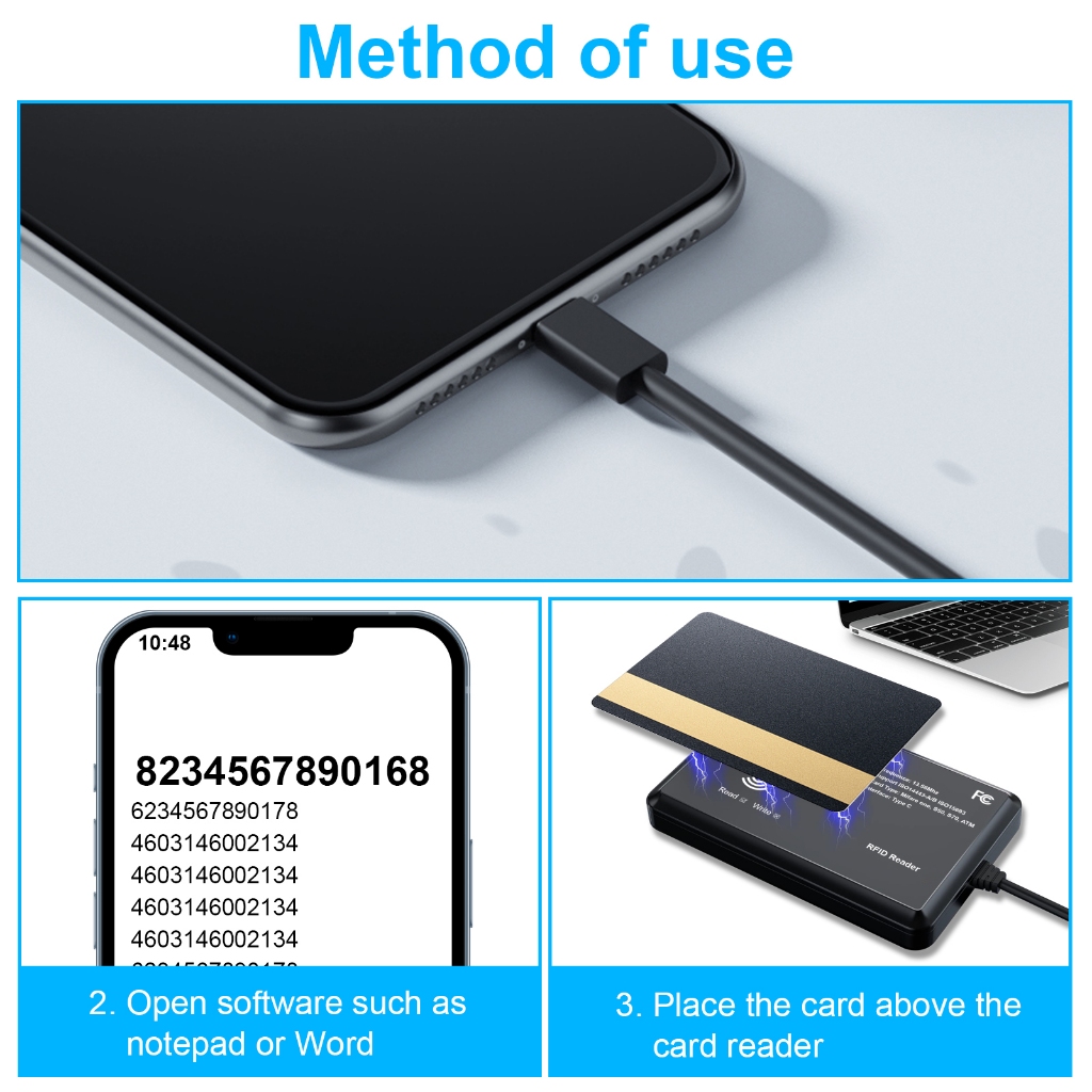 RFID Card Reader 13.56Mhz Reader, Support ISO 14443-A/B Protocol, IC ...